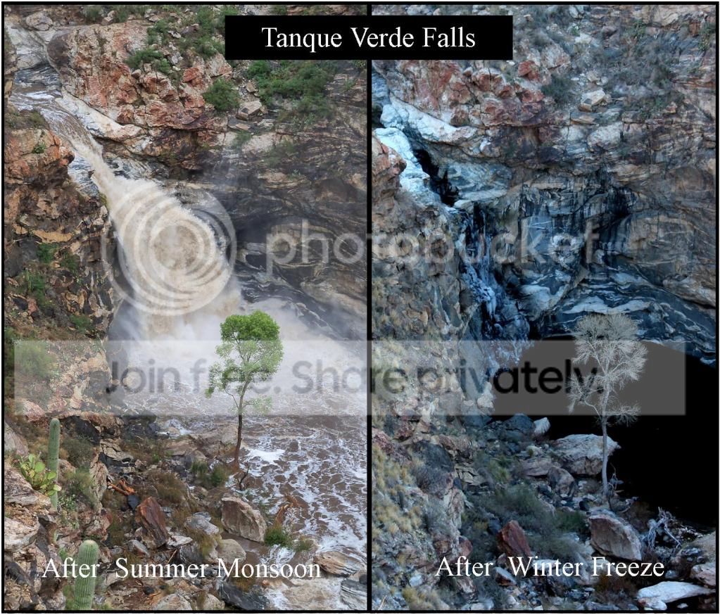 Tanque Verde Falls frozen over! - Hiking, Biking & All Human Powered ...